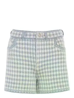 BARRIE Gingham Cashmere-blend Shorts - Grey