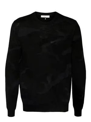Valentino Garavani Crew-neck Patterned-jacquard Jumper - Black