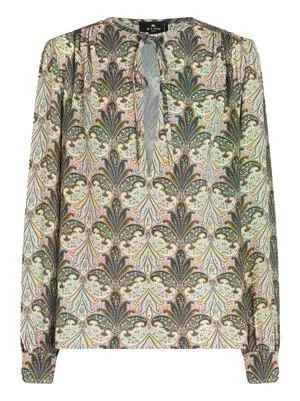 Etro Paisley-print Front-tie Blouse - Neutrals