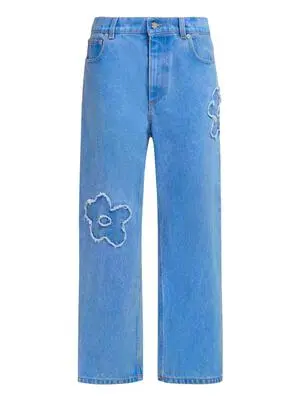 Marni Embroidered Straight-leg Jeans - Blue