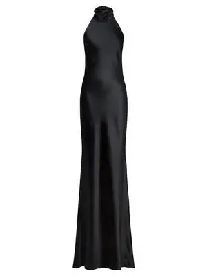 Ralph Lauren Satin-finish Sleeveless Gown - Black
