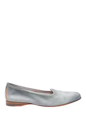Santoni Embroidered-logo Suede Slippers - Blue