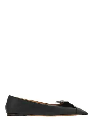 FERRAGAMO Bow Leather Ballerina Shoes - Black