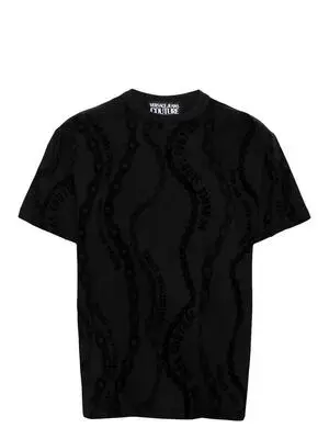 Versace Flocked-logo Cotton T-shirt - Black