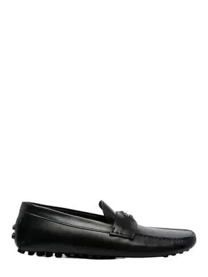 Roberto Cavalli Logo-plaque Leather Loafers - Black