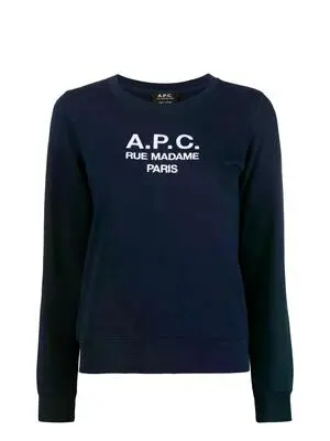 A.p.c. Tina Logo-embroidered Cotton Sweatshirt - Blue
