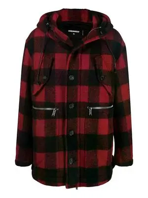 Dsquared2 Checked Single-breasted Coat - Red
