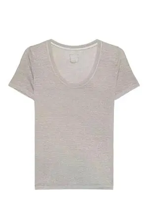120% Lino Scoop-neck T-shirt - Neutrals