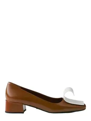 PRADA 35mm Two-Tone Brushed-Leather Pumps