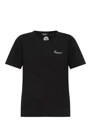 Dsquared2 Rhinestone-logo Cotton T-shirt - Black