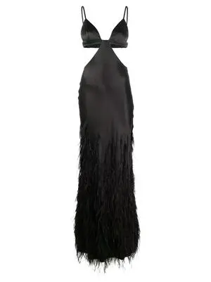 Cult Gaia Raisa Feather-embellished Gown - Black