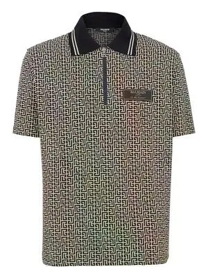 Balmain Pb Labyrinth Jacquard Polo Shirt - Black