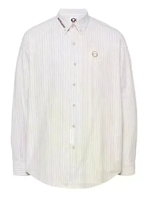 AAPE BY *A BATHING APE Logo-patch Striped Shirt - Neutrals