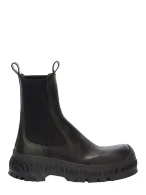 JIL SANDER Logo-embossed Leather Boots - Black