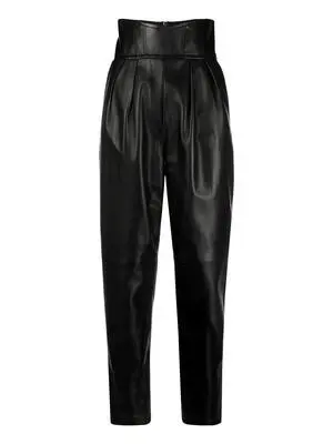 Philipp Plein High-waisted Leather Trousers - Black