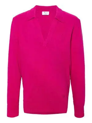 WINNIE N.Y.C Split-neck Bouclé Jumper - Pink