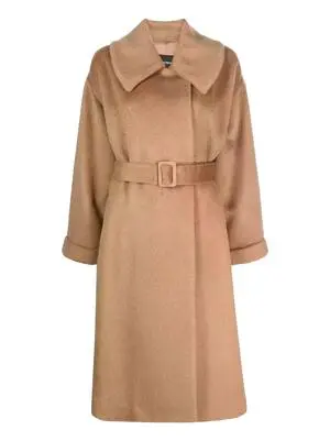 Emporio Armani Belted Long-sleeve Coat - Brown
