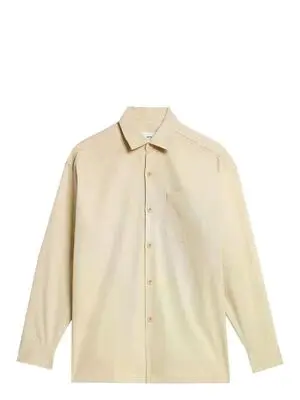 AMI Paris Logo-print Button-front Shirt - Neutrals