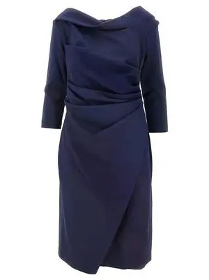 Talbot Runhof Asymmetrical Draped Dress - Blue