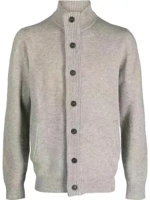 Barbour High-Neck Wool Cardigan Neutrals