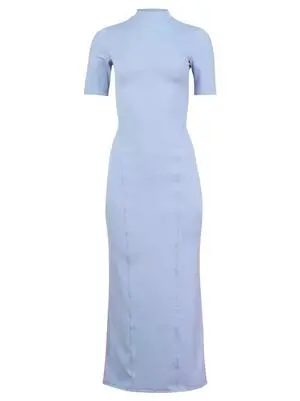 FLEUR DU MAL Jersey Mock-neck Maxi Dress - Blue