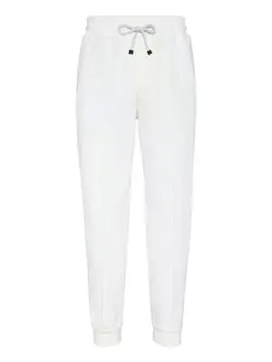 Brunello Cucinelli Tapered Cotton Track Pants - White