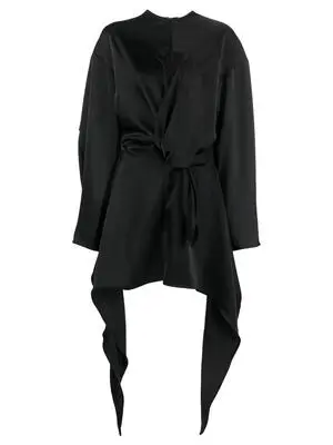 Attico Asymmetric Cut-out Satin Minidress - Black