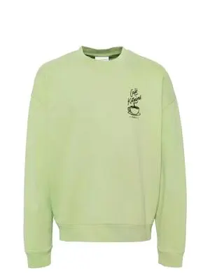 CAFÉ KITSUNÉ Logo-embroidered Sweatshirt - Green