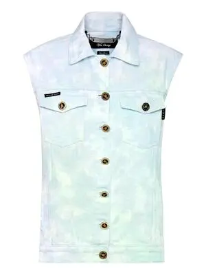 Philipp Plein Bleach-effect Denim Vest - Blue