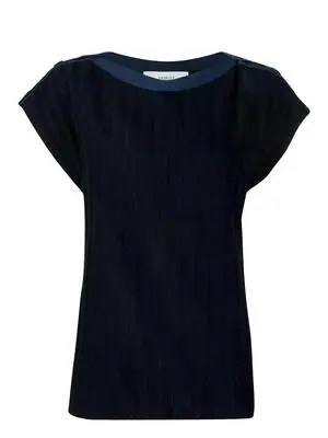 Pringle Of Scotland Ribbed-knit Short-sleeved T-shirt - Blue