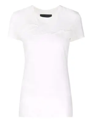 Philipp Plein Logo-embroidered Cotton T-shirt - Neutrals