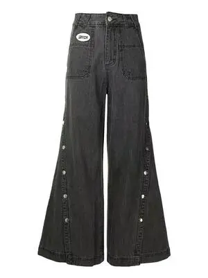 GROUND ZERO Button-leg Flared Jeans - Grey