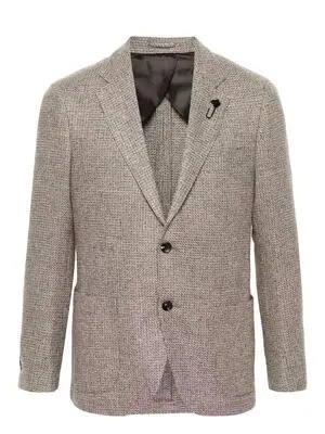 LARDINI Interwoven Single-breasted Blazer - Brown