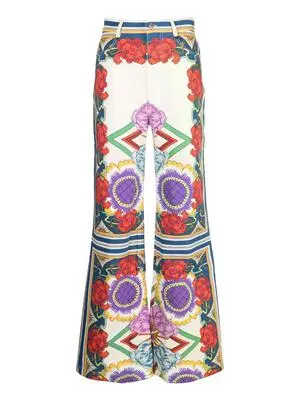La DoubleJ Liberty-print Flared Jeans - Neutrals