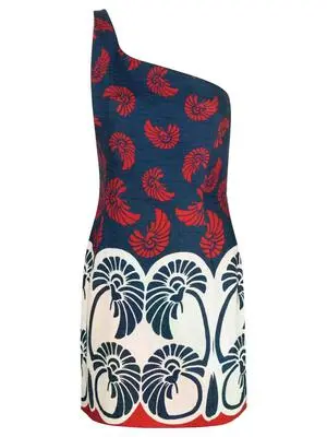 La DoubleJ Palmetto Placé-print Minidress - Blue