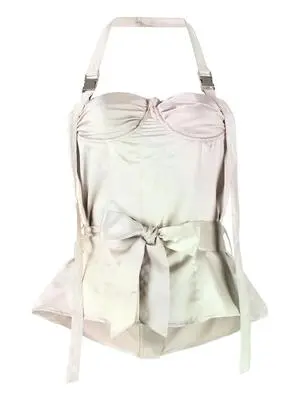 Rokh Bustier-detail Halterneck Top - Grey