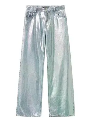 TWINSET Wide-leg Coated Jeans - Silver