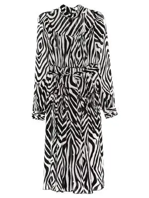 Diane Von Furstenberg Kent Zebra Print Midi Dress - Black