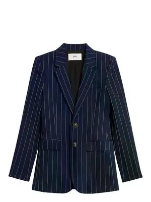 AMI Paris Striped Single-breasted Blazer - Blue