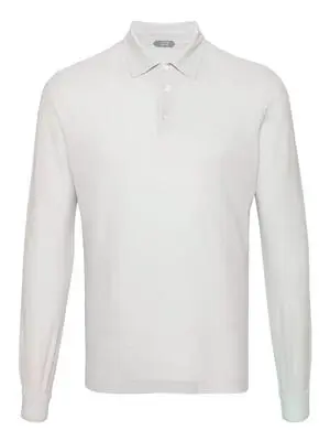 ZANONE Long-sleeve Cotton Polo Shirt - Grey