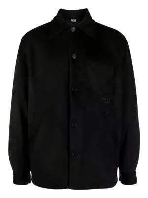 Gcds Logo-embroidered Overshirt - Black