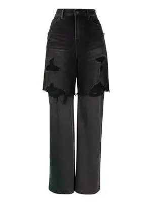 Goen.j Distressed Straight-leg Jeans - Grey
