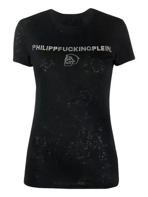 Philipp Plein Rhinestone-embellished Cotton T-shirt - Black