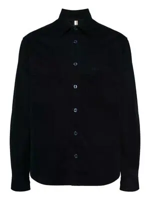 BOSS Logo-embroidered Cotton Shirt - Blue