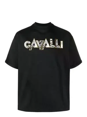 Roberto Cavalli Zebra-print Logo T-shirt - Black