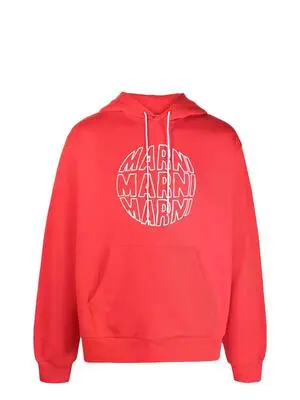 Marni Logo-print Cotton Hoodie - Red