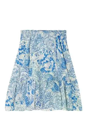 Versace Underwater Barocco Crêpe Midi Skirt - Blue