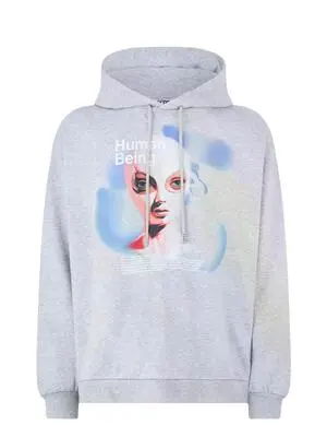 Gcds Graphic-print Cotton Hoodie - Grey