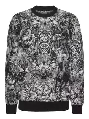 Philipp Plein Tattoo-jacquard Crew-neck Jumper - Black