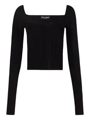 Dolce & Gabbana Ribbed-knit Square-neck Jumper - Black